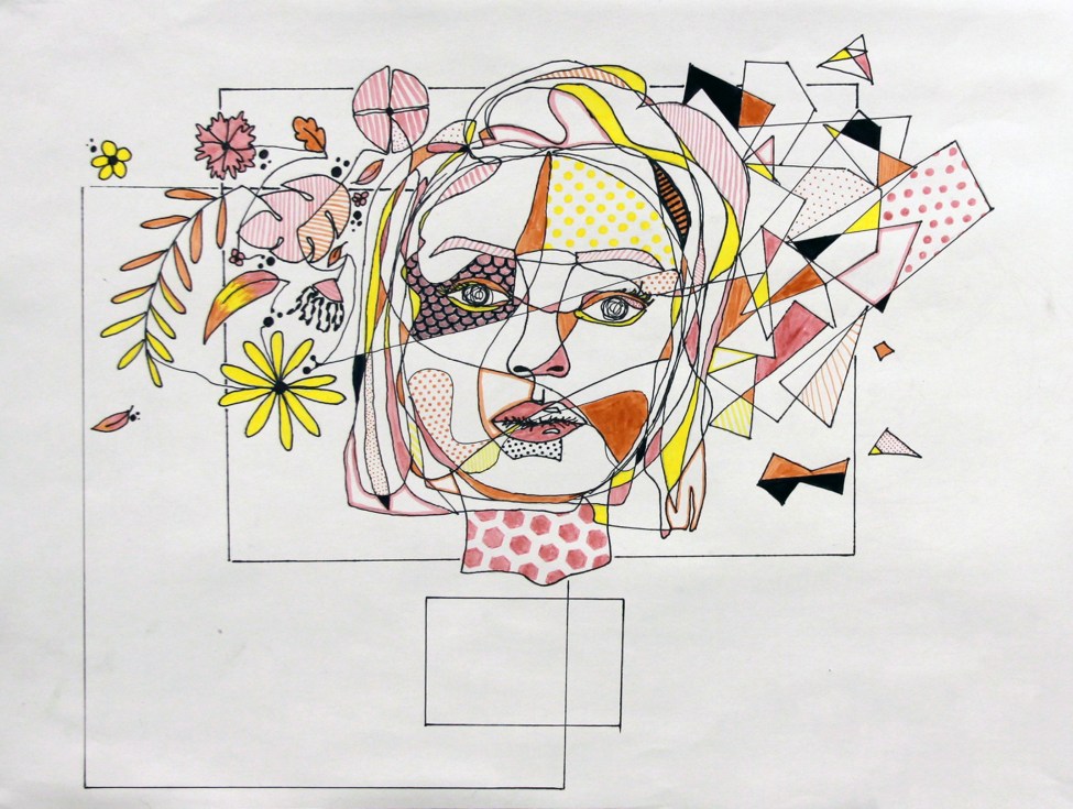 Abstract Contour Line Triple Portrait | BRENDA ROBSON